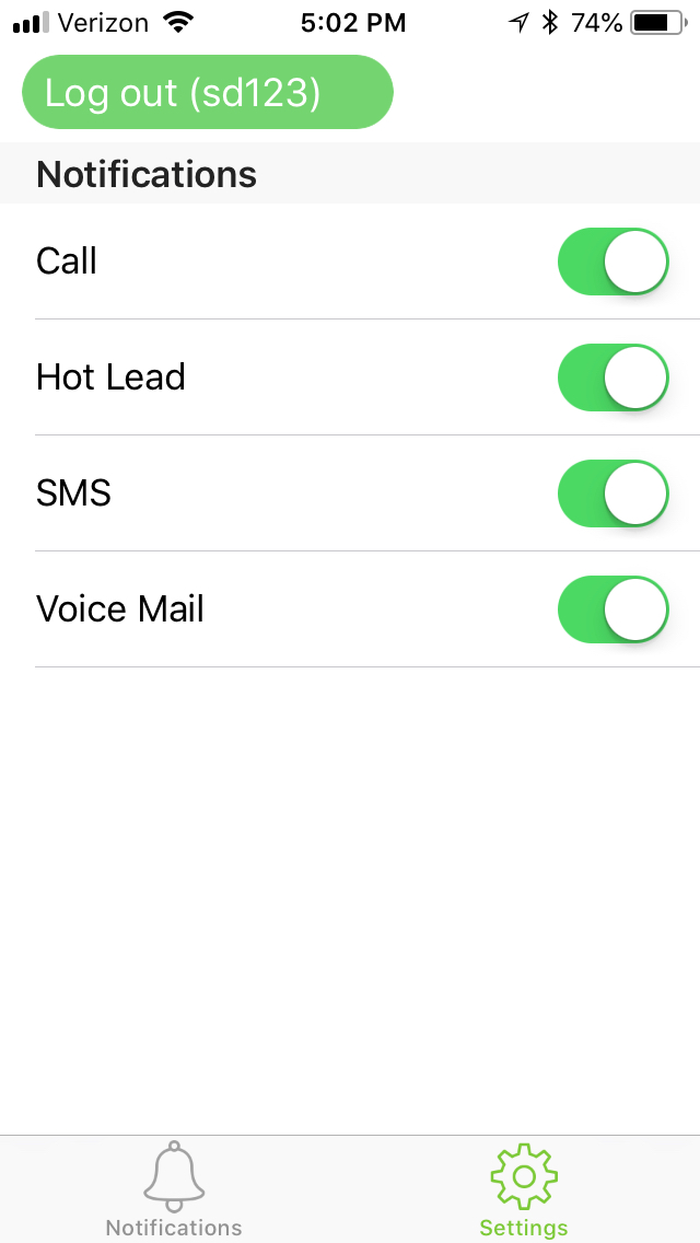 turboDial Mobile (native): Settings Screen – turboDial Support