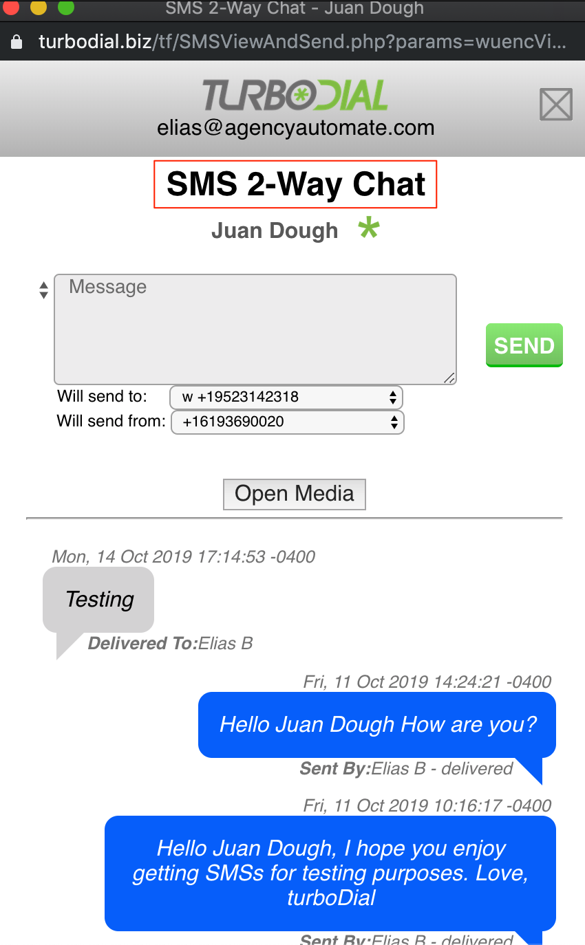 SMS Messaging App & 2-Way Chat – turboDial Support