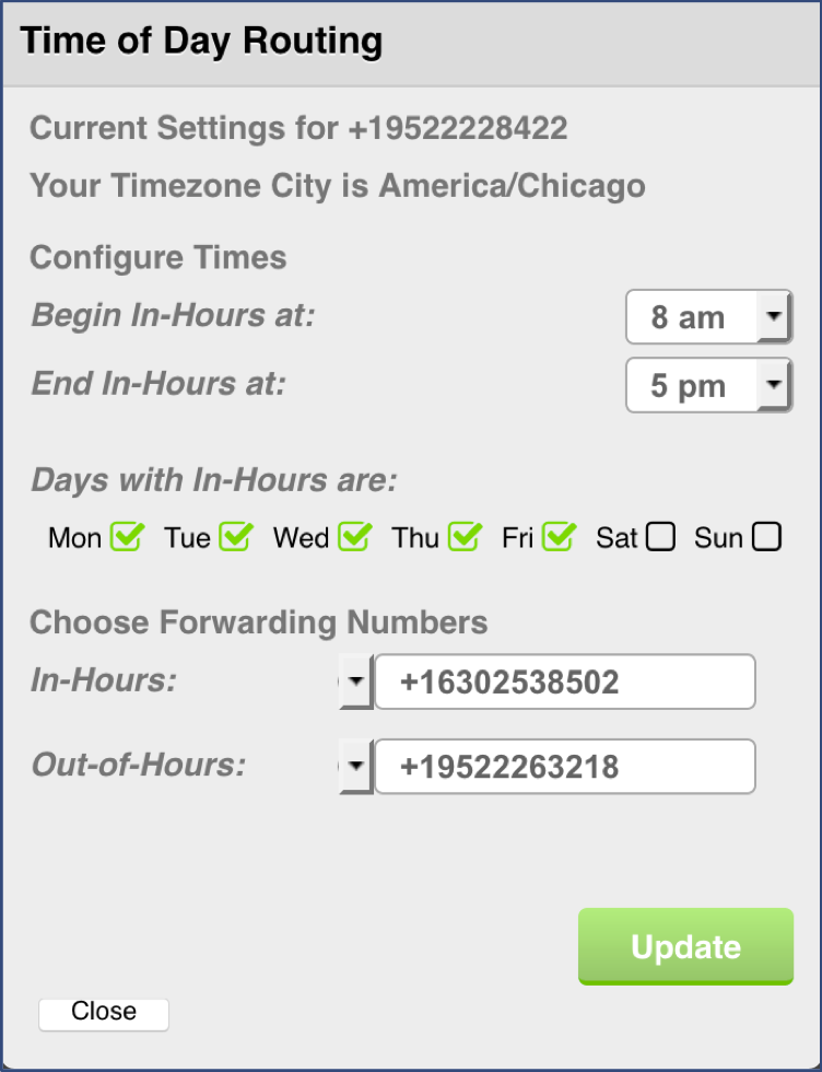 Setup Time of Day Routing – turboDial Support